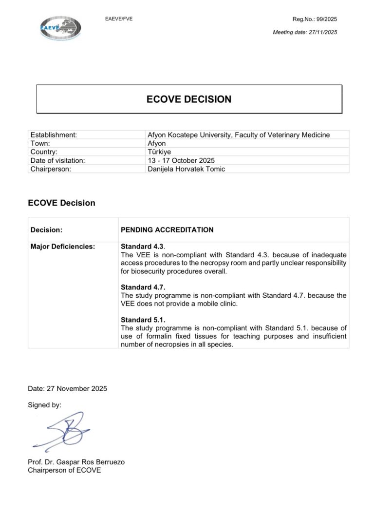 ÖNEMLİ BİLGİLENDİRME | Veteriner Fakültesi